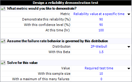 Reliability Demonstration Test Design Example