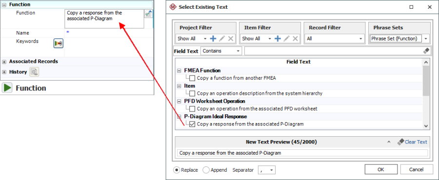 Select Existing Text Window
